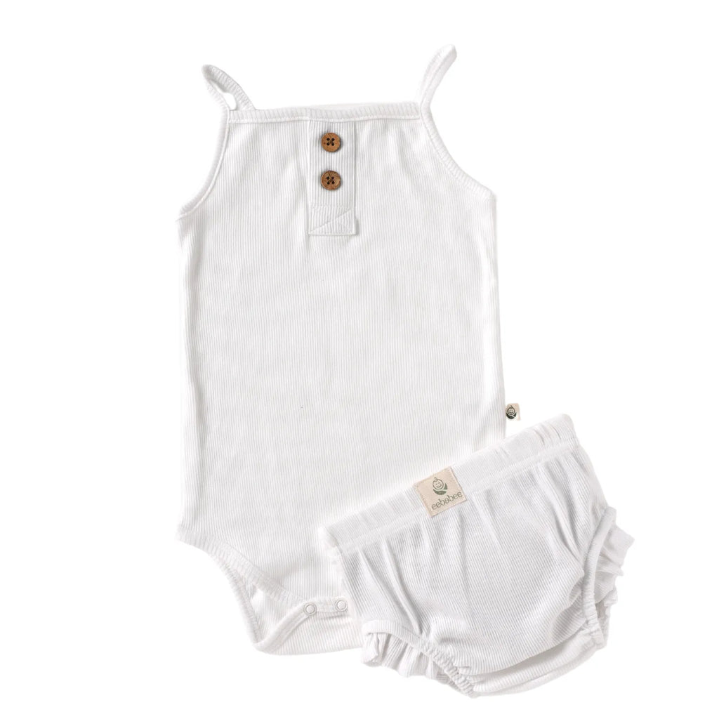 White sleeveless cotton bodysuit for baby| Babywear |Kidulan